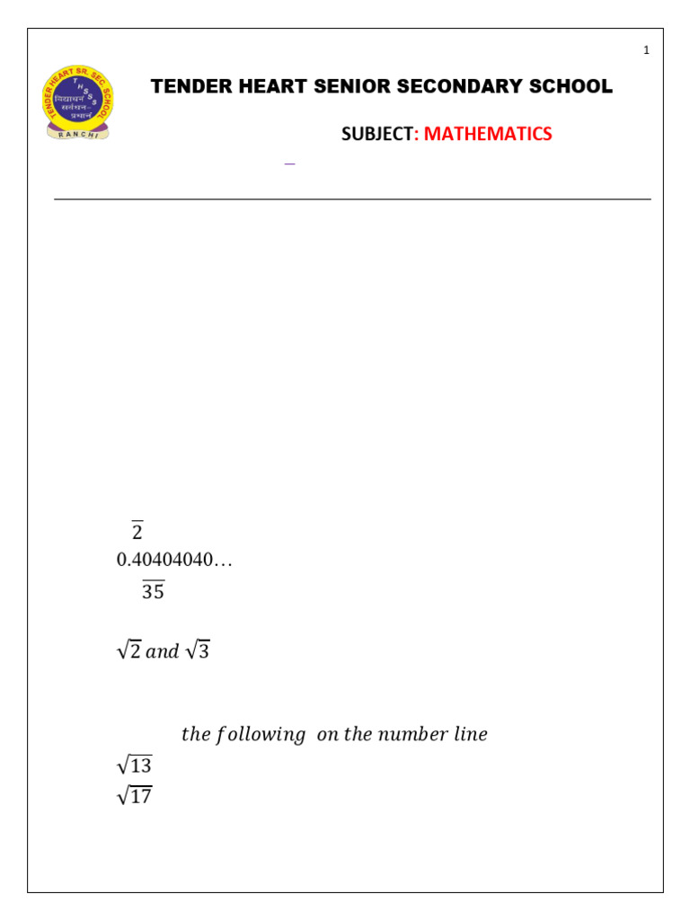 Assignment Class 9 Number System 2022-23 | PDF | Numbers | Algebra