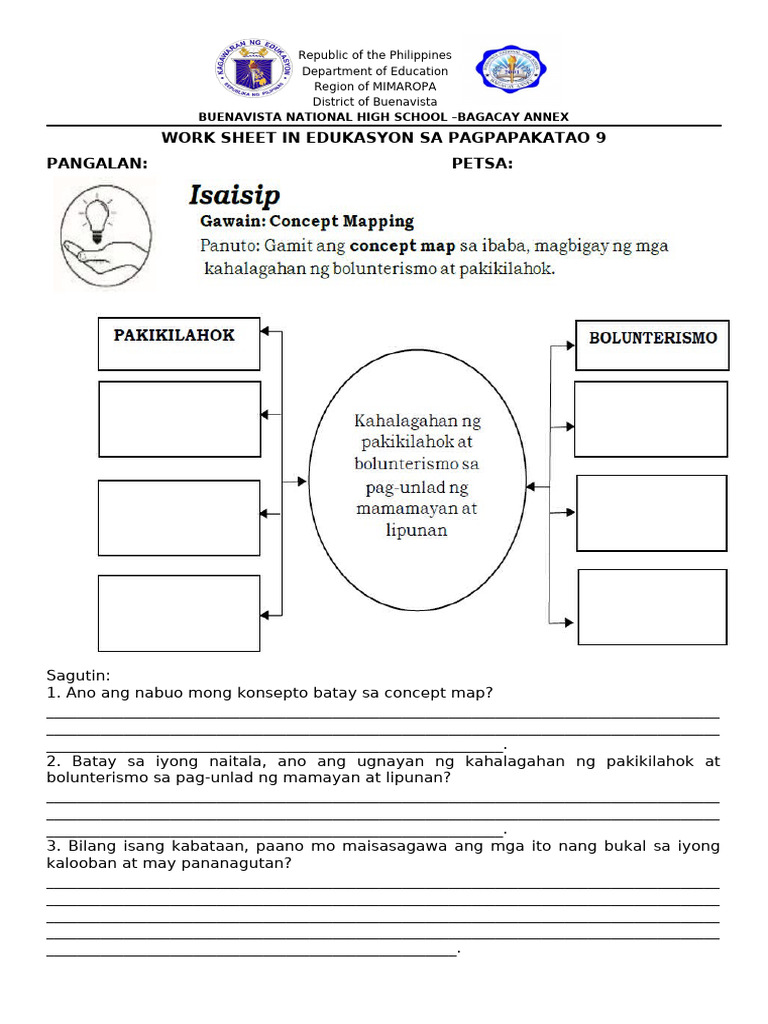 Worksheets in Esp 9 | PDF