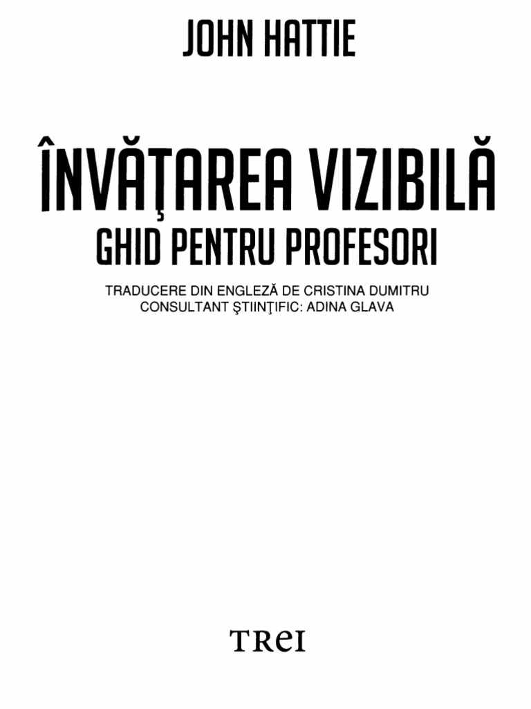 John Hattie Invatarea Vizibila Ghid Pent | PDF
