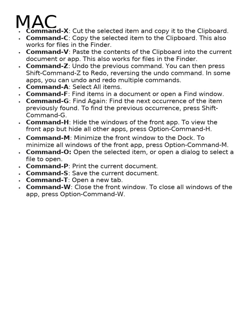 Essential Mac Keyboard Shortcuts Guide | PDF
