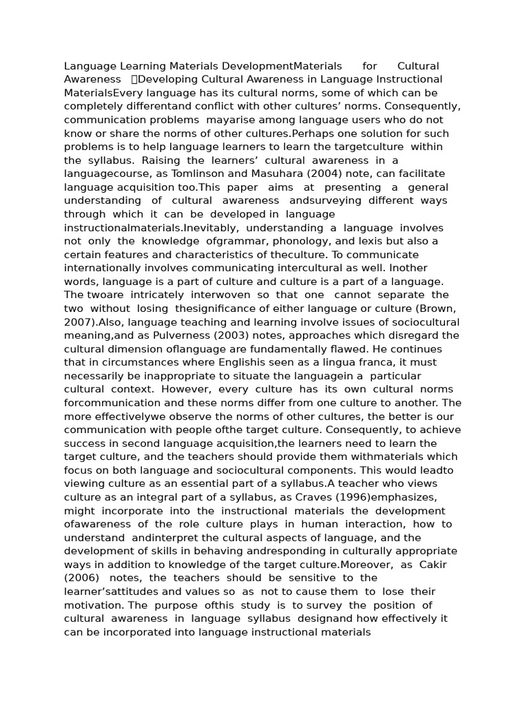 cultural awareness 20 | PDF | Learning | Second Language