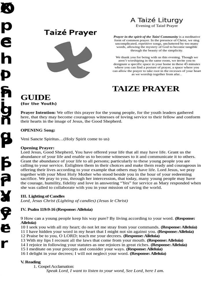 TAIZE Prayer For The YOUTH | PDF | Prayer | Jesus