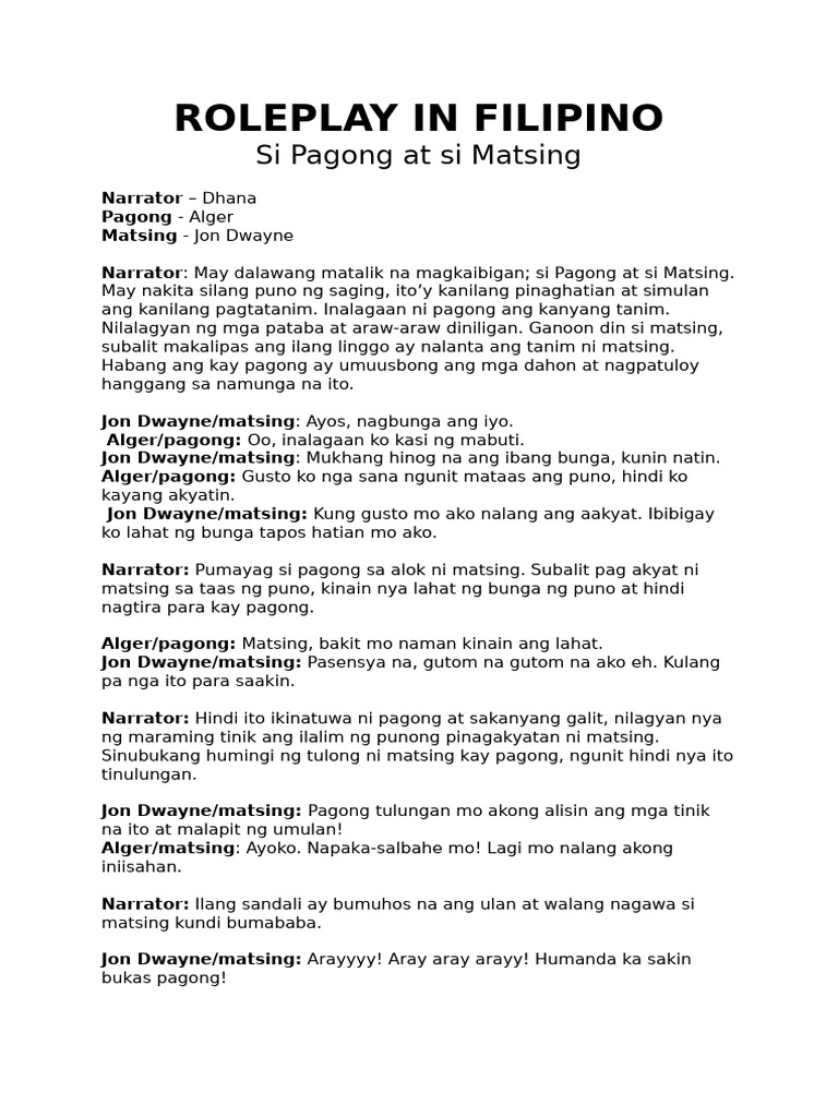 Roleplay in Filipino | PDF