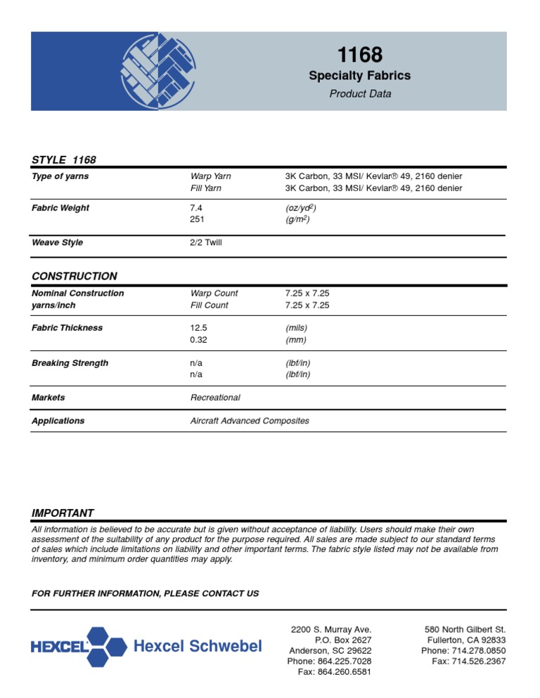 Hexcel Schwebel: Specialty Fabrics | PDF