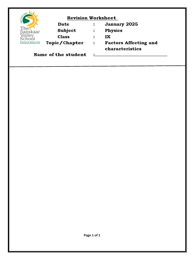 Physics Revision for Class IX | PDF