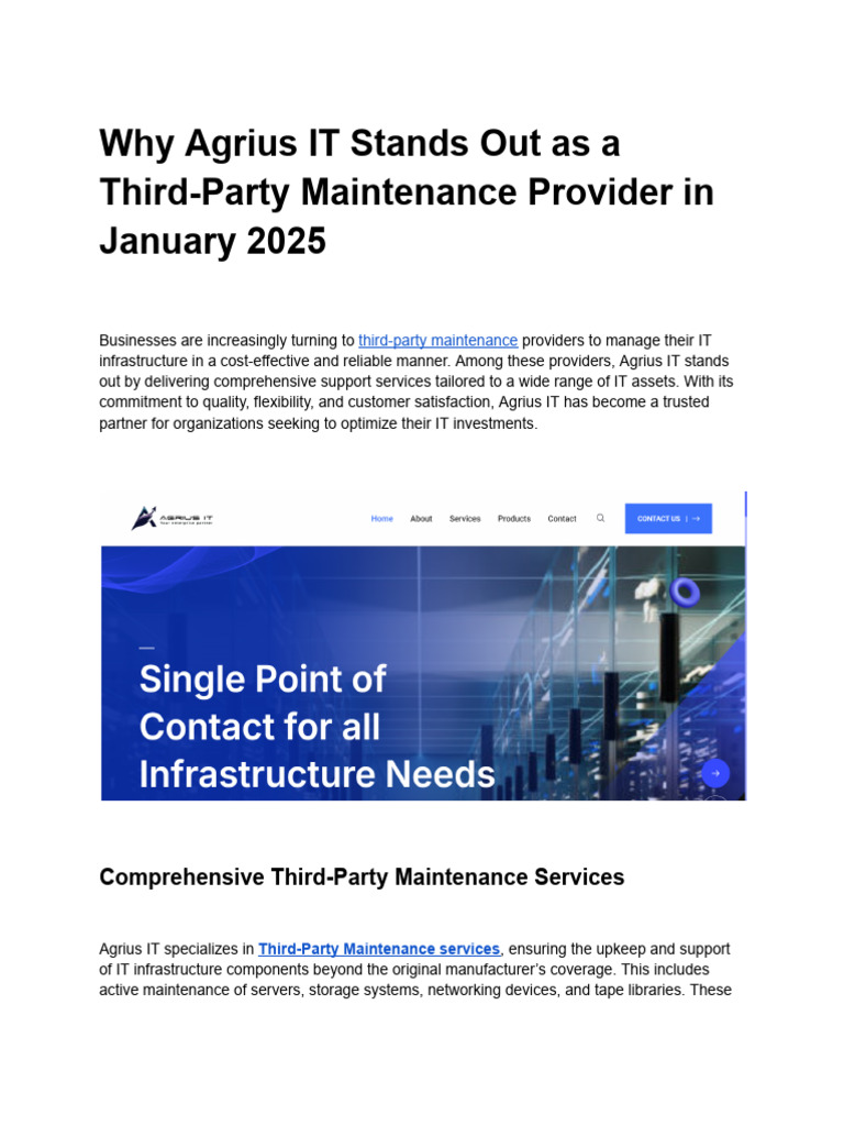 Why Agrius IT Stands Out As A Third-Party Maintenance Provider in January 2025 | PDF | Computer ...