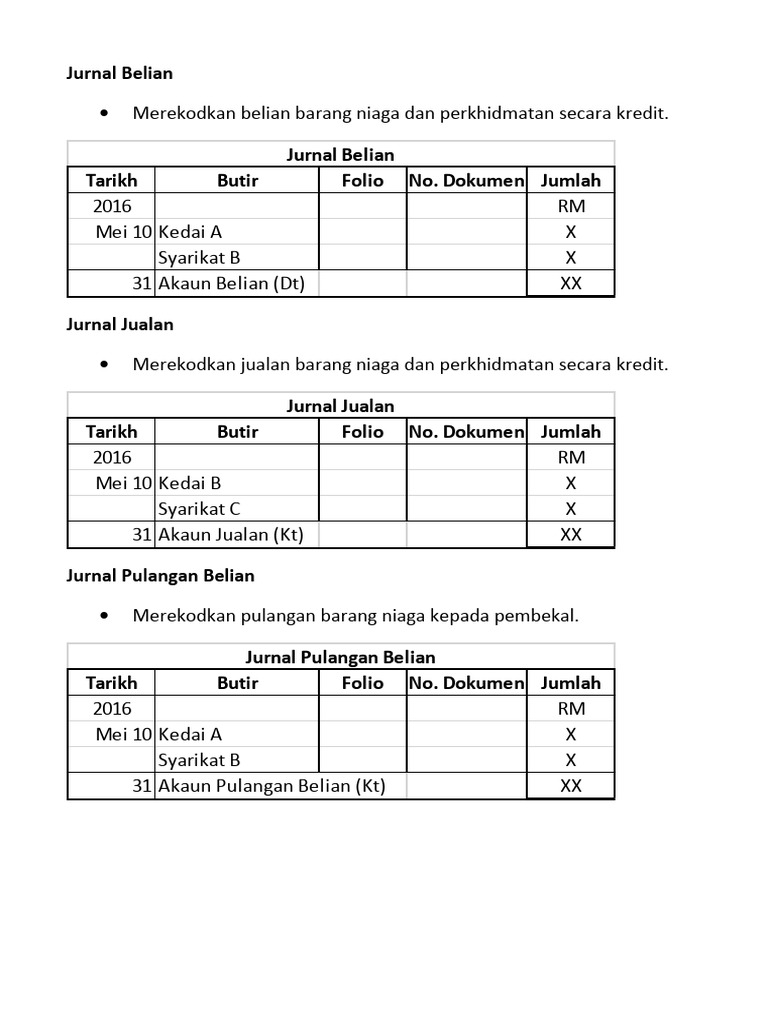 Format Jurnal Belian dan Catatan | PDF