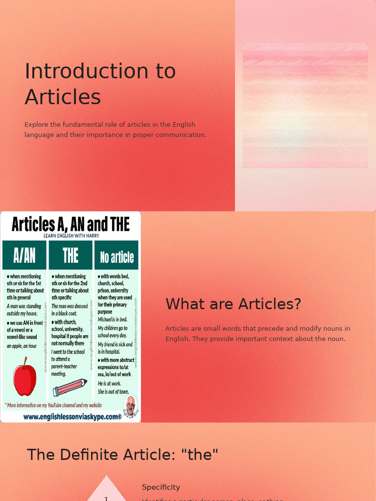 Introduction To Articles in English | PDF | English Language | Plural