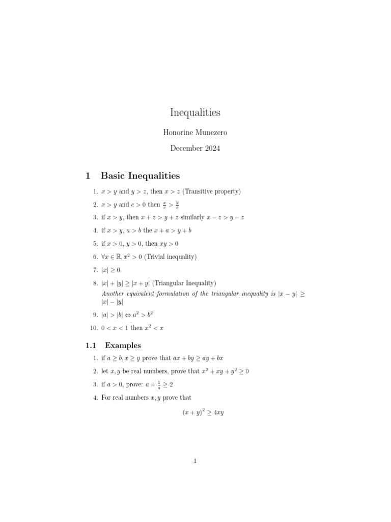 InequalitiesEAMO | PDF | Inequality (Mathematics) | Elementary Mathematics