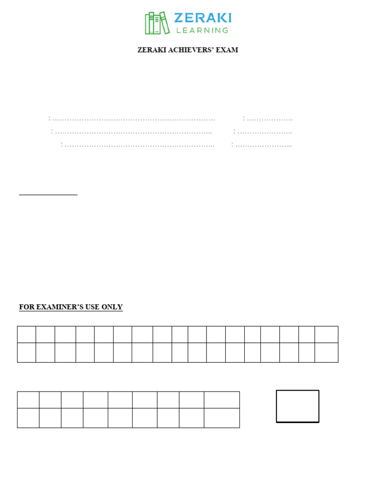 Mathematics Form 2-Zeraki Achievers 5.0 - Question Paper | PDF ...