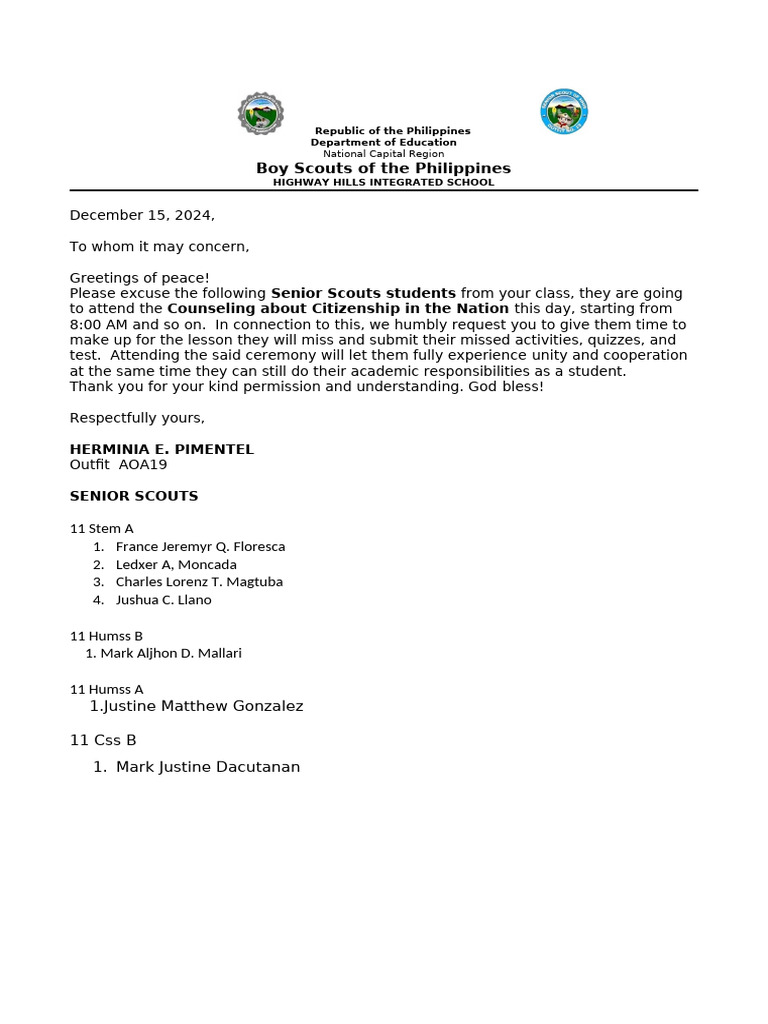 Excuse Letter Lmao | PDF