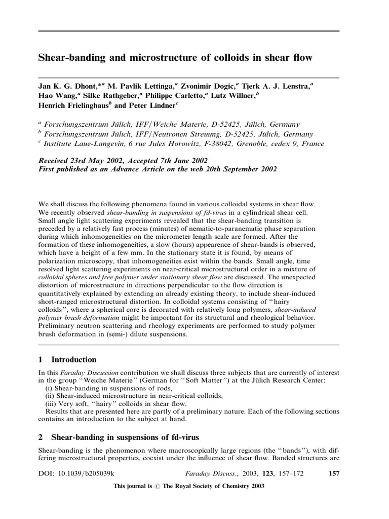 Colloidal Shear Flow Dynamics | PDF | Rheology | Liquid Crystal