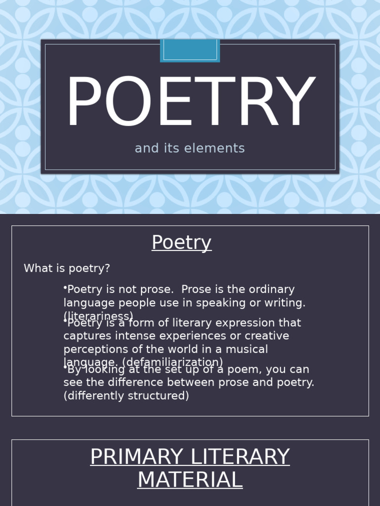 Elements of Poetry Explained | PDF | Metre (Poetry) | Narrative Forms