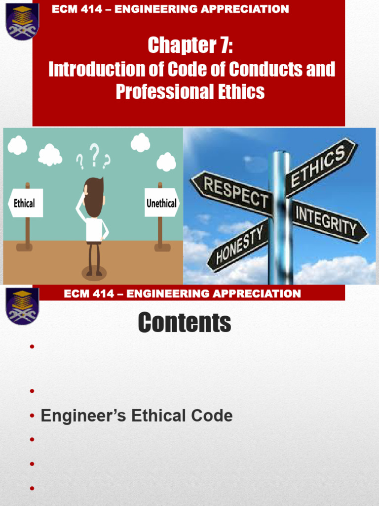 CHAPTER 7 Introduction of Code of Conducts and Professional Ethics | PDF | Engineer | Engineering
