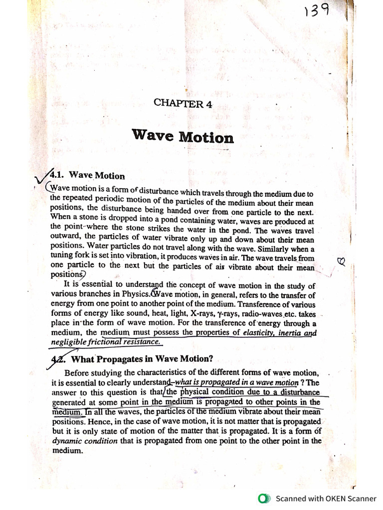 Wave Motion Note 1 | PDF