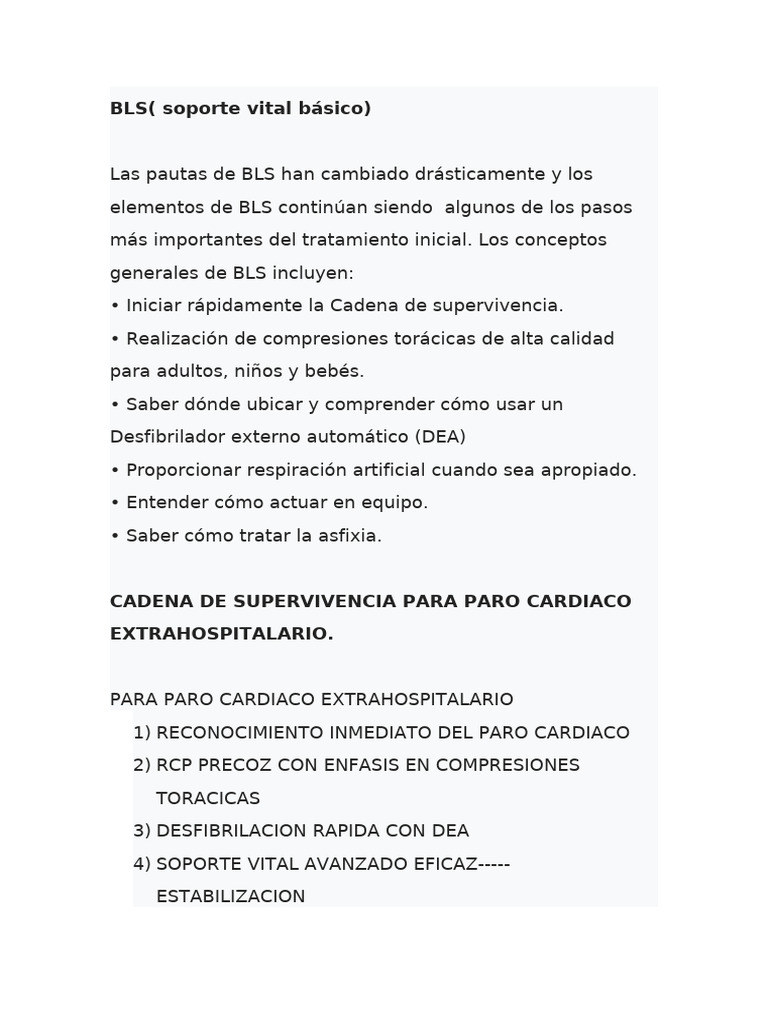 Bls | PDF | Reanimación cardiopulmonar | Paro cardíaco