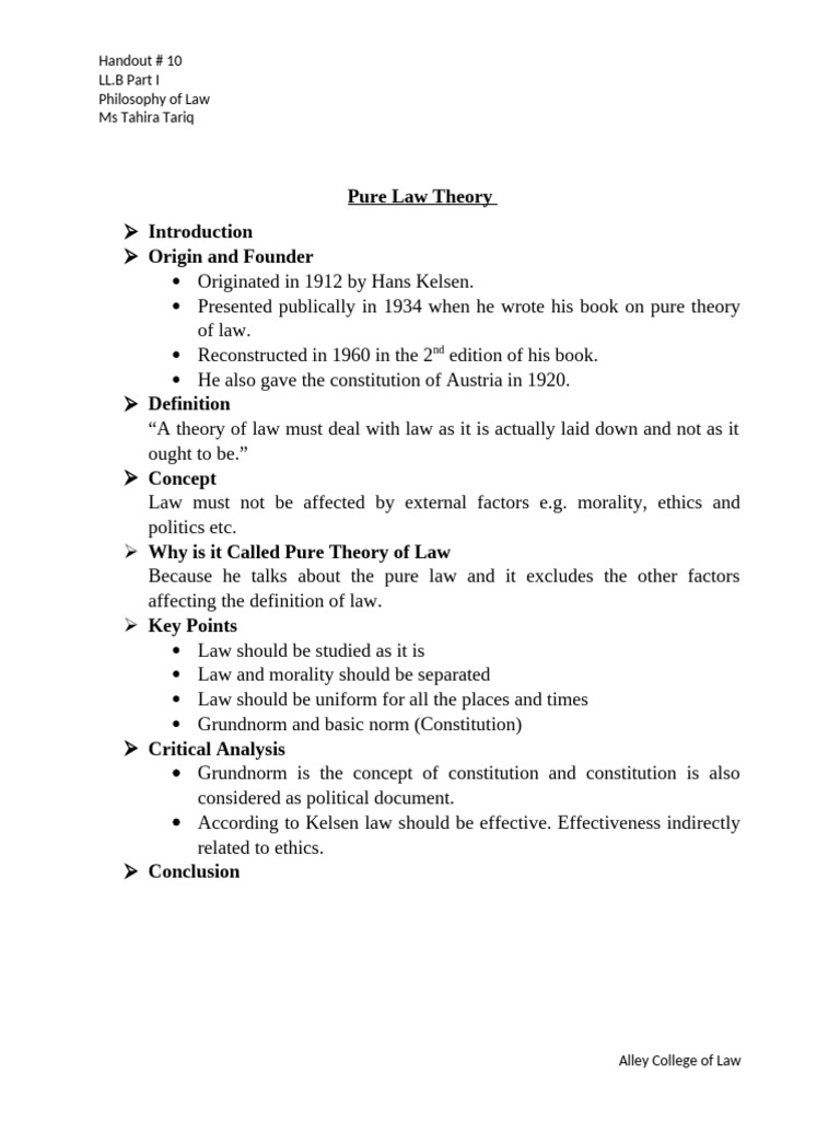 10. Pure Law Theory | PDF