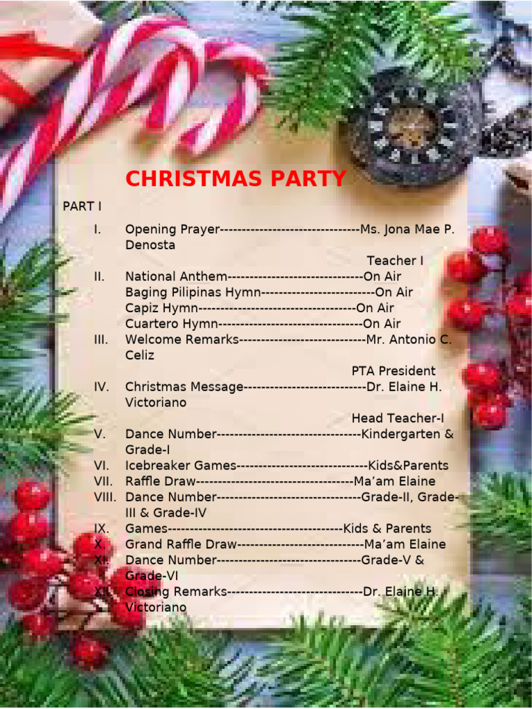 CHRISTMAS PARTY PROGRAM | PDF