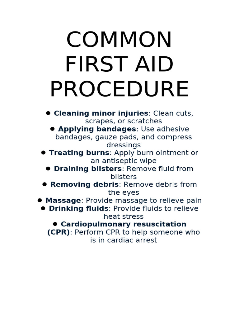 Essential First Aid Procedures Guide | PDF