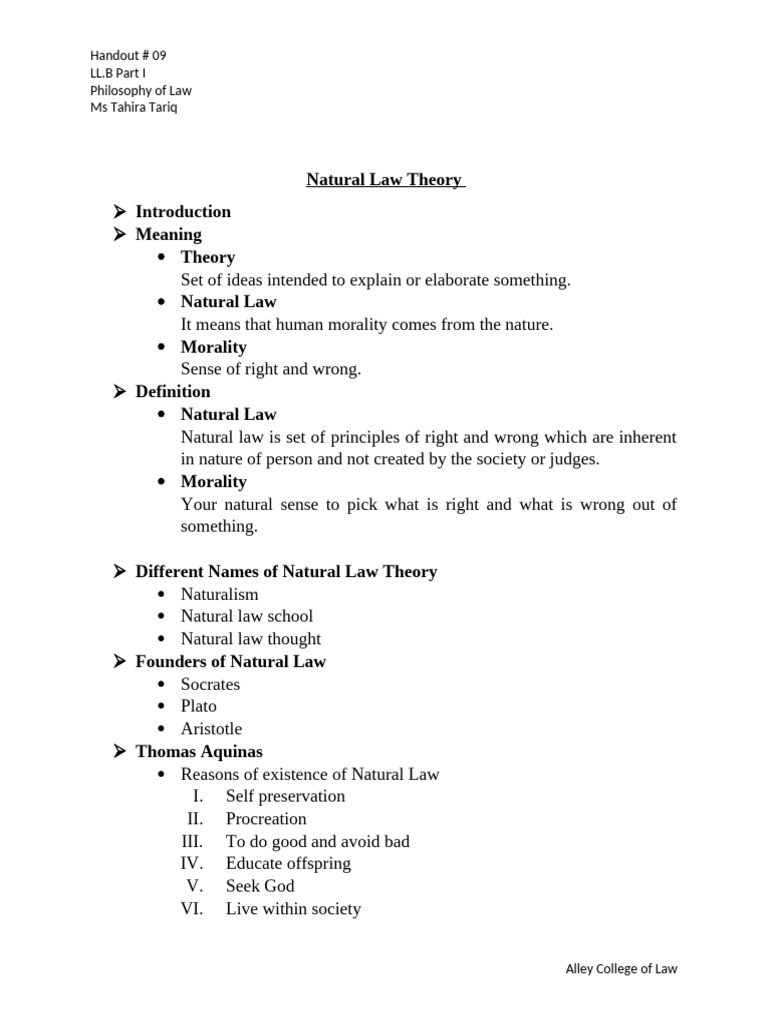 Natural Law Theory Overview and Analysis | PDF | Natural Law ...
