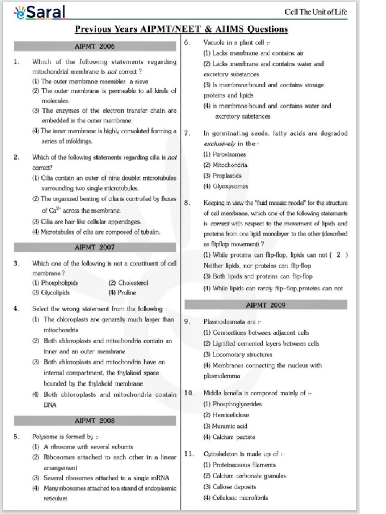 E Saral Cell Question | PDF