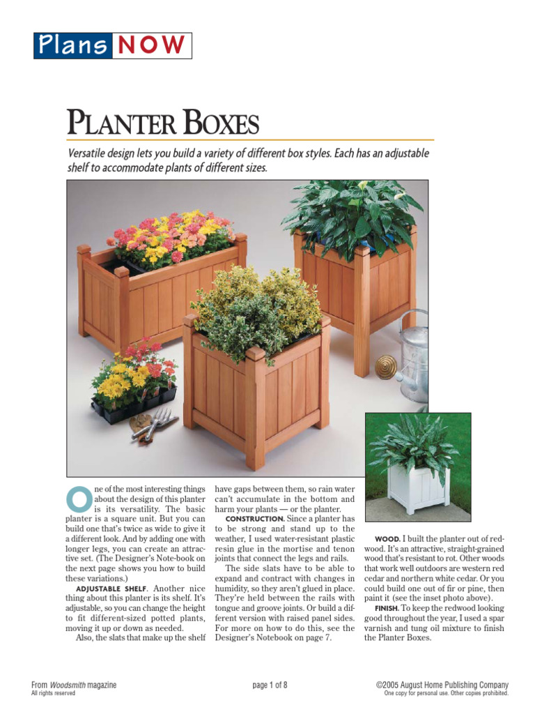 Plan, Boxes, Planter | PDF | Woodworking