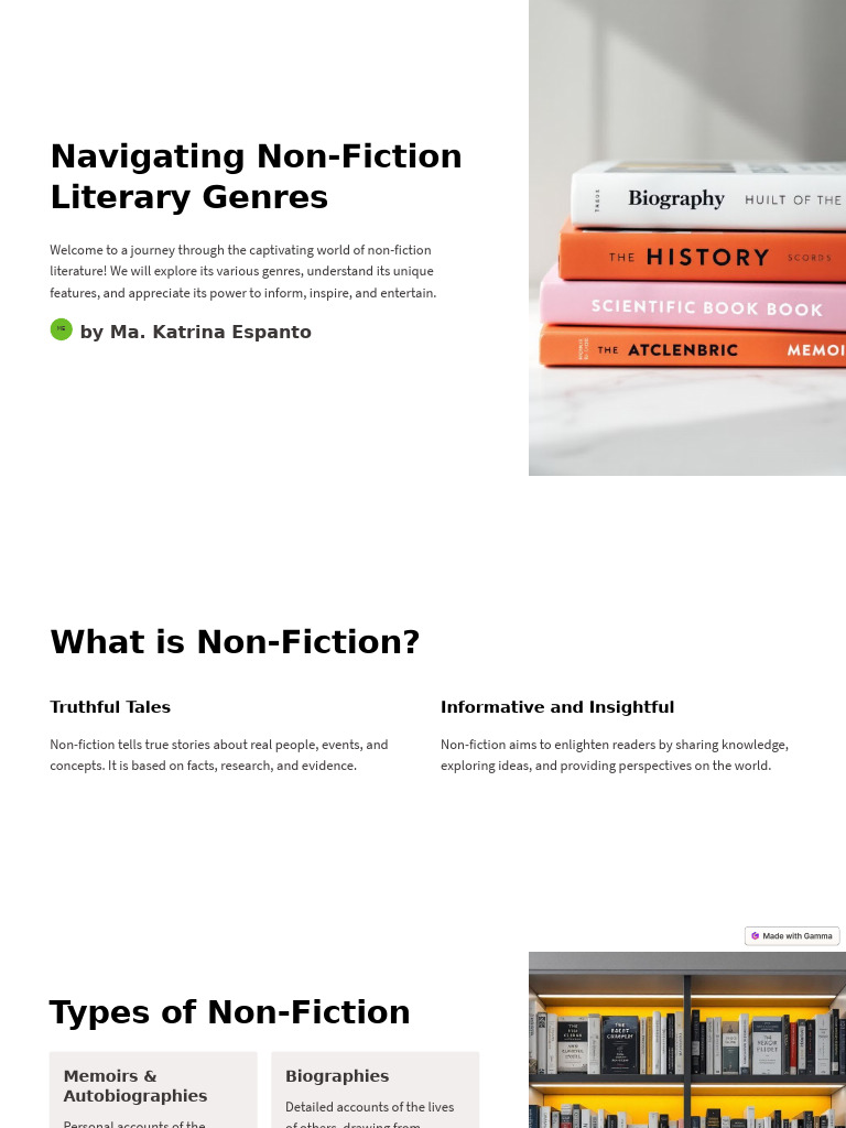 Exploring Non-Fiction Genres Guide | PDF | Non Fiction | Biography