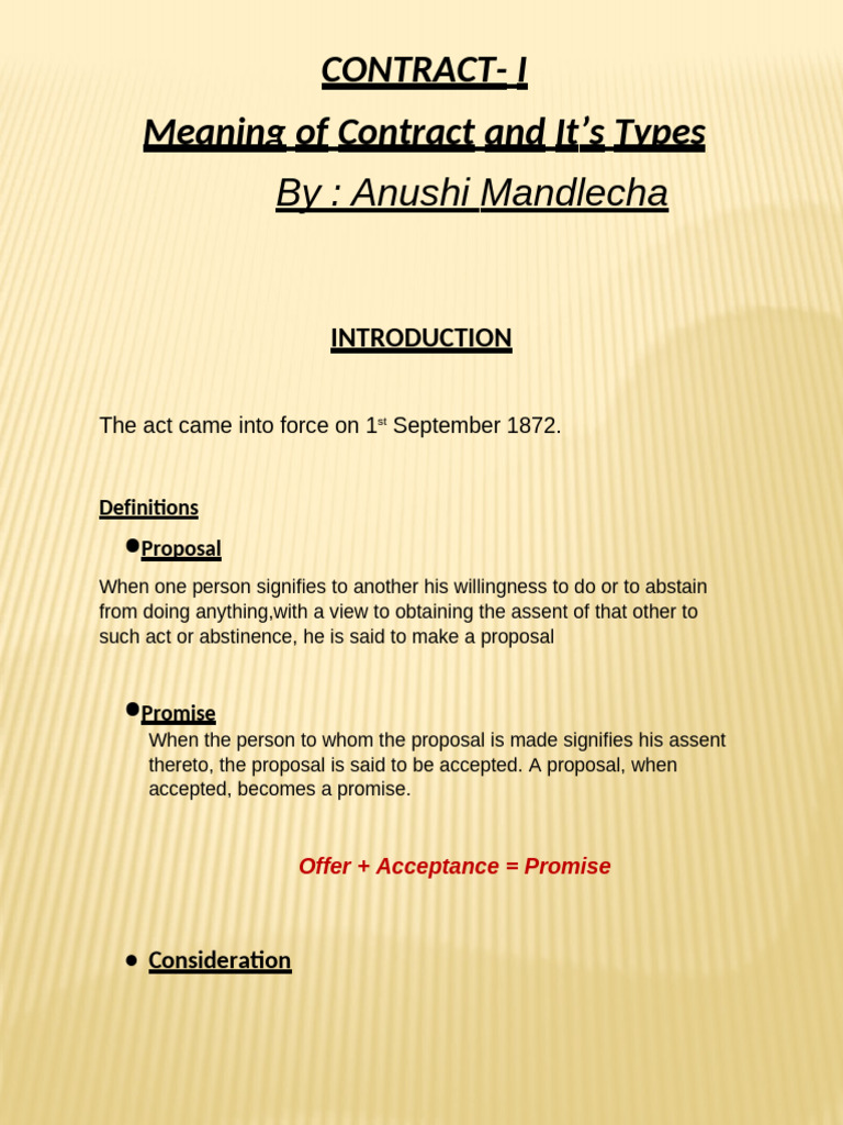 Classroom Teaching - Law of Contract | PDF | Consideration | Consent