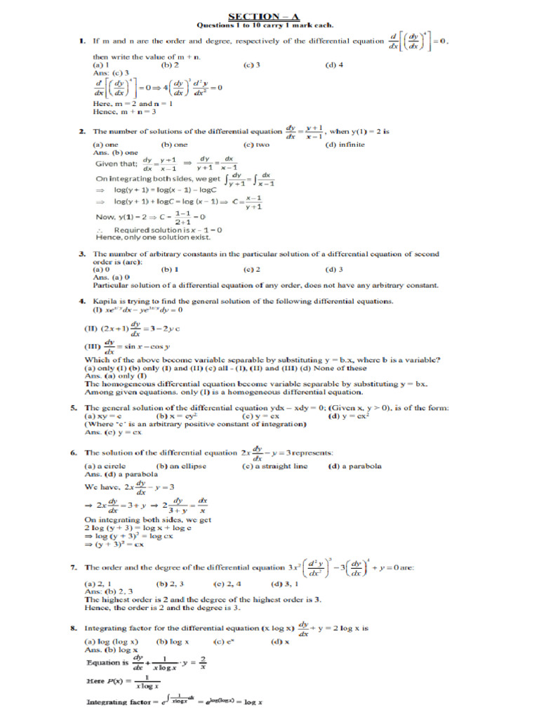 Diff Eqns Test Answers | PDF