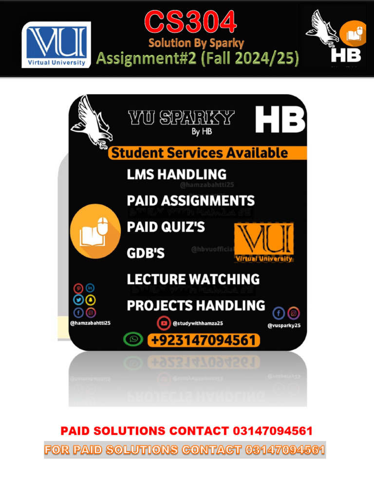 CS304 ASSIGNMENT#2 SOLUTION BY VU SPARKY ⚡ V(2.4) | PDF