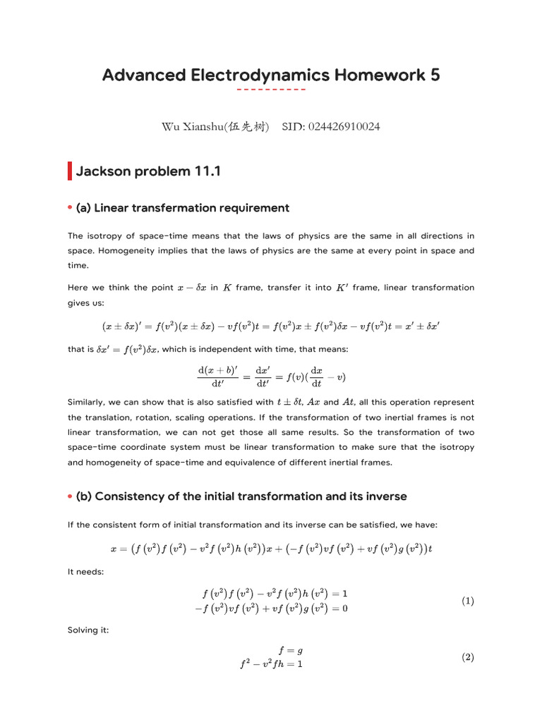 Advanced Electrodynamics Problems | PDF | Magnetic Field | Matrix (Mathematics)