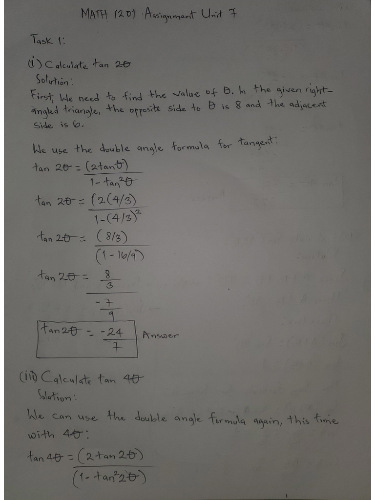 Math 1201 Assignment Unit 7 | PDF