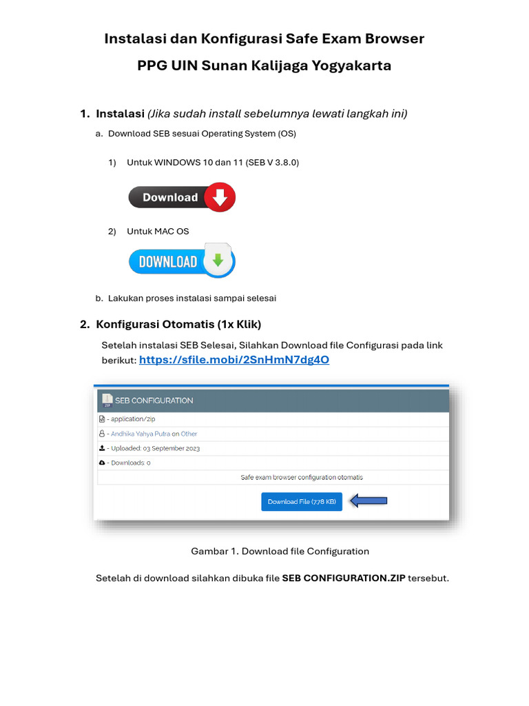 Panduan Instalasi dan Konfigurasi SEB (Safe Exam Browser) TO PPG 2025 | PDF