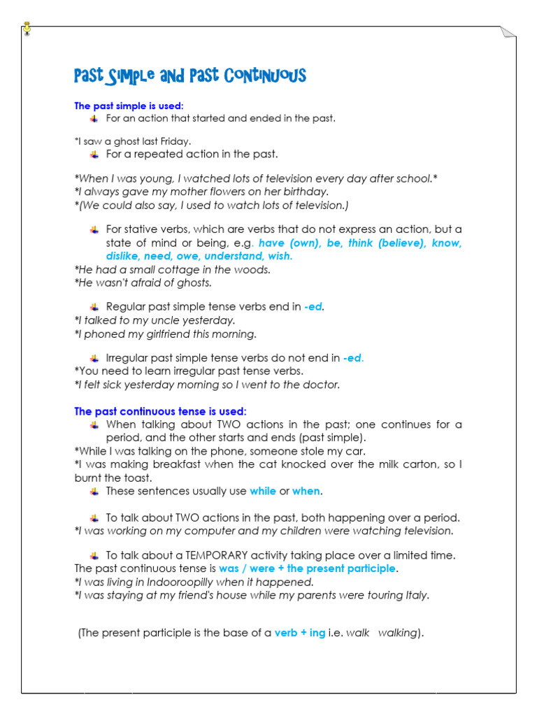 30.8 - Past Simple & Past Continuous (1) | PDF | Grammatical Tense | Verb