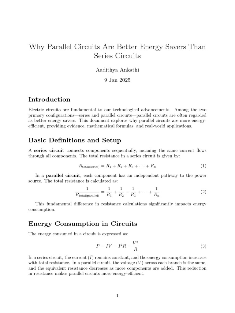 Parallel Circuits Are Better Energy Savers Than Series Circuits | PDF ...