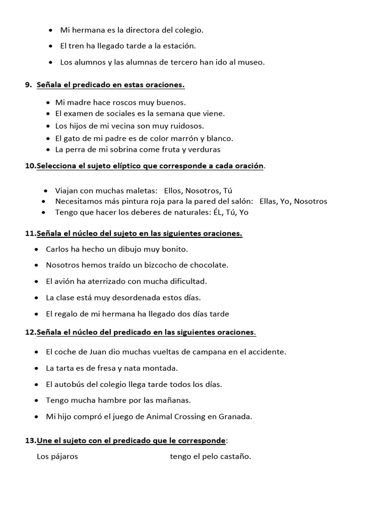 Sujeto y Predicado | PDF