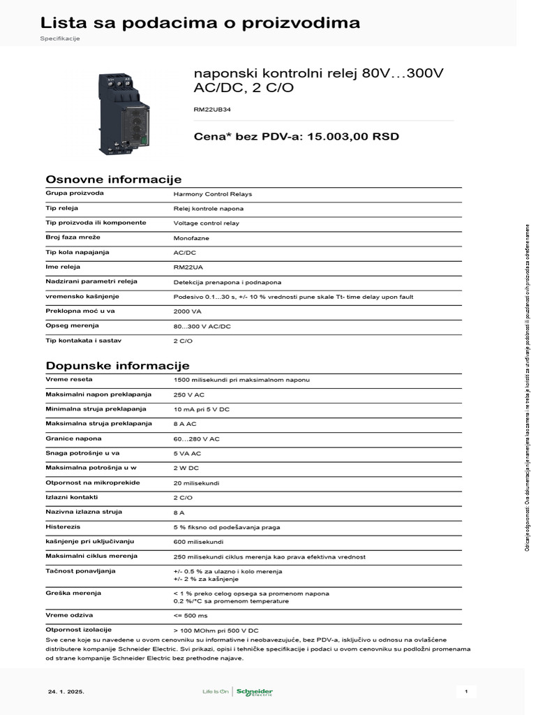 Schneider Electric - Harmony-Control - RM22UB34 | PDF