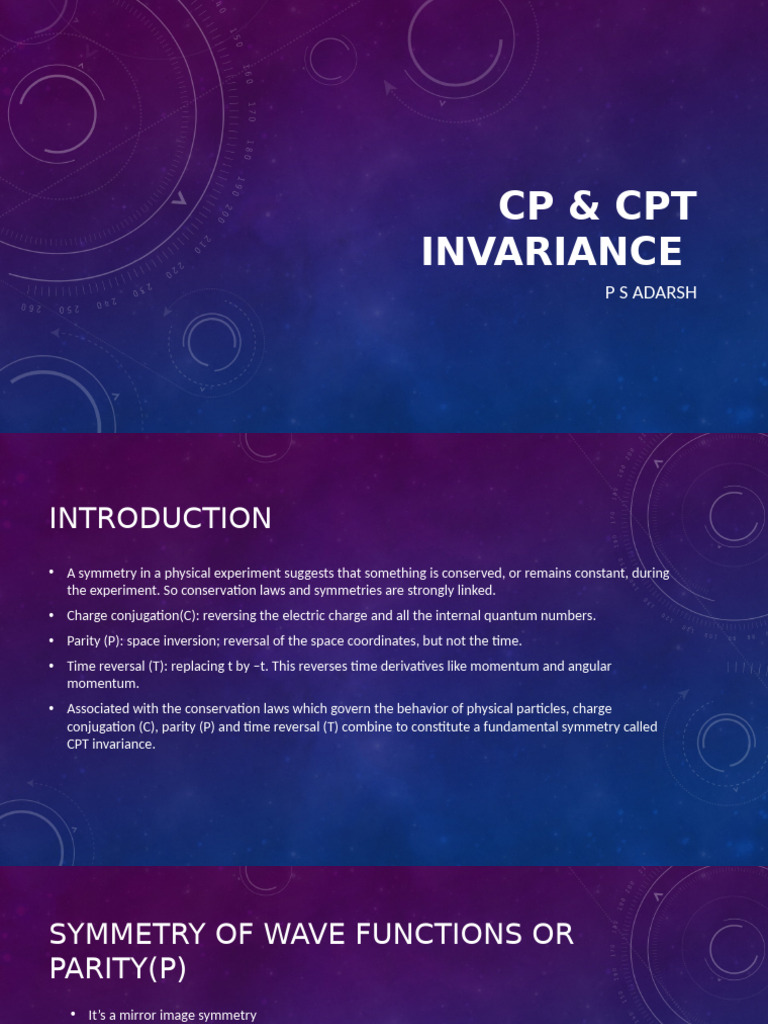 CP & CPT Invariance: P S Adarsh | PDF