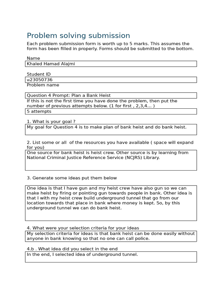 Problem Solving Submission | PDF