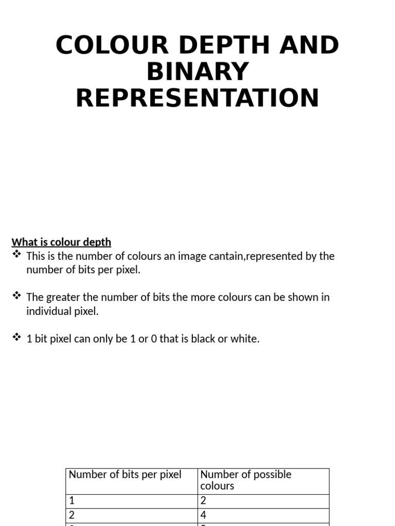 Colour Depth and Binary Representation | PDF