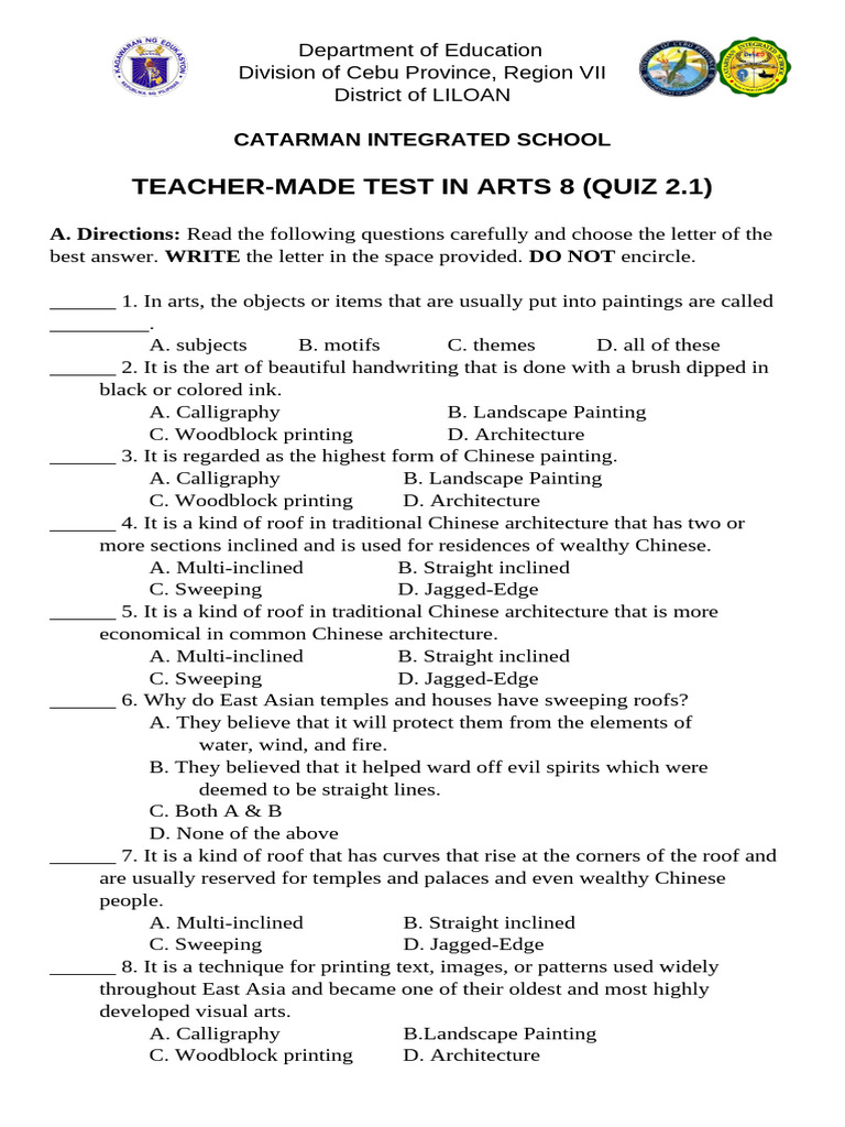 ARTS Quiz | PDF | Paintings | Landscape
