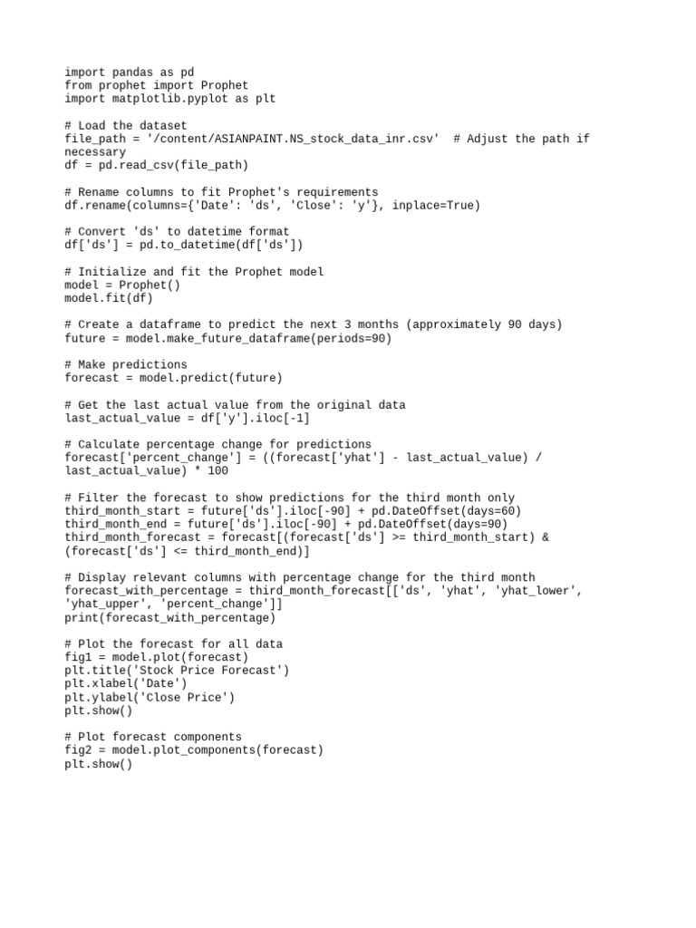 Facebook Prophet Code | PDF