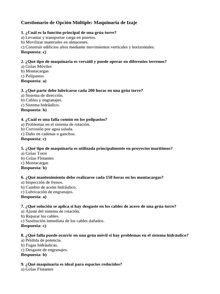 Cuestionario de Opción Múltiple | PDF