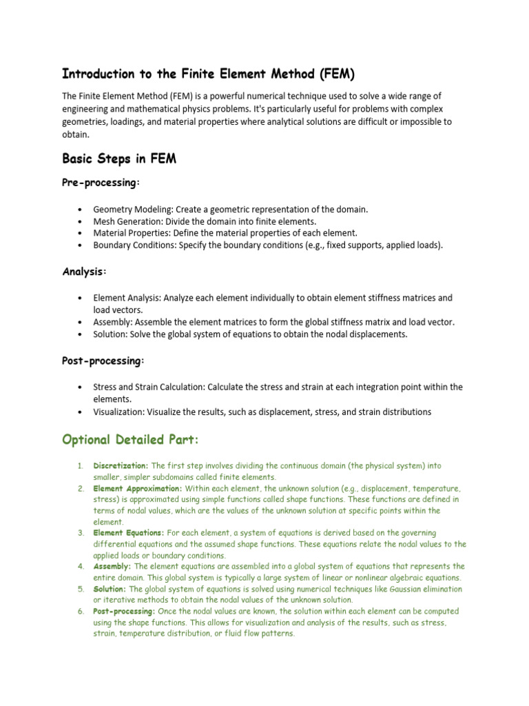 Introduction To The Finite Element Method | PDF | Finite Element Method | Mathematical Analysis