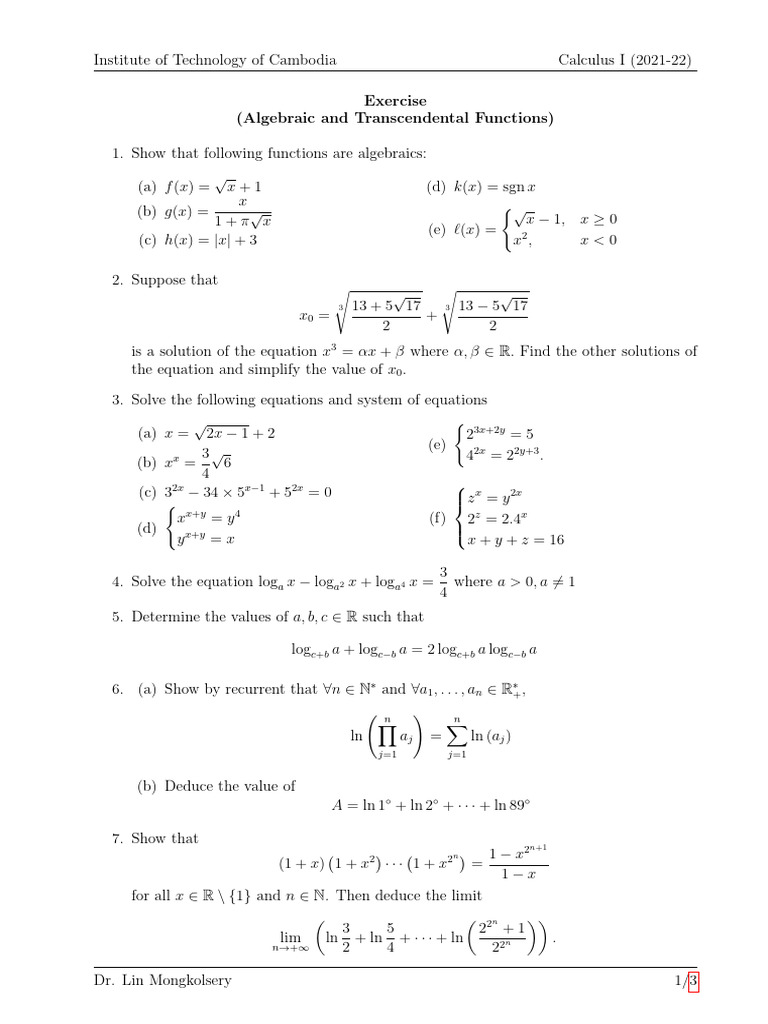 Cal1-TD2(2021-22) | PDF | Mathematical Analysis