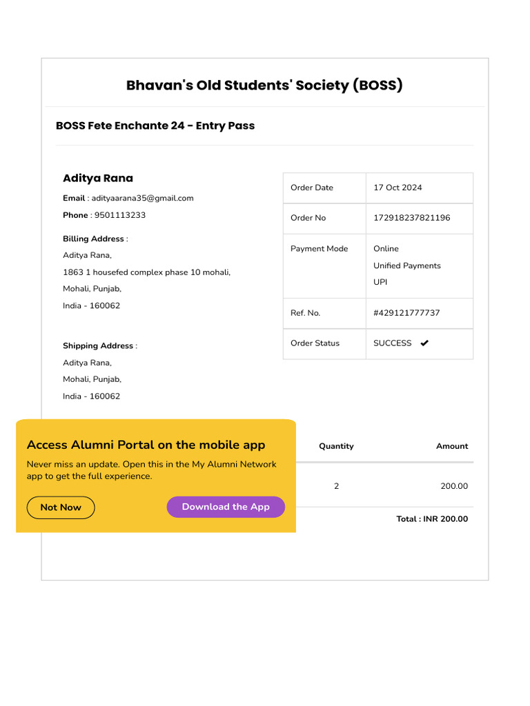 The Official Alumni Network of Bhavan Vidyalaya Chandigarh | PDF