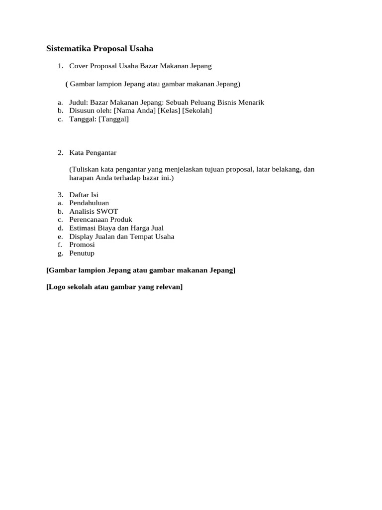Sistematika Proposal Usaha | PDF