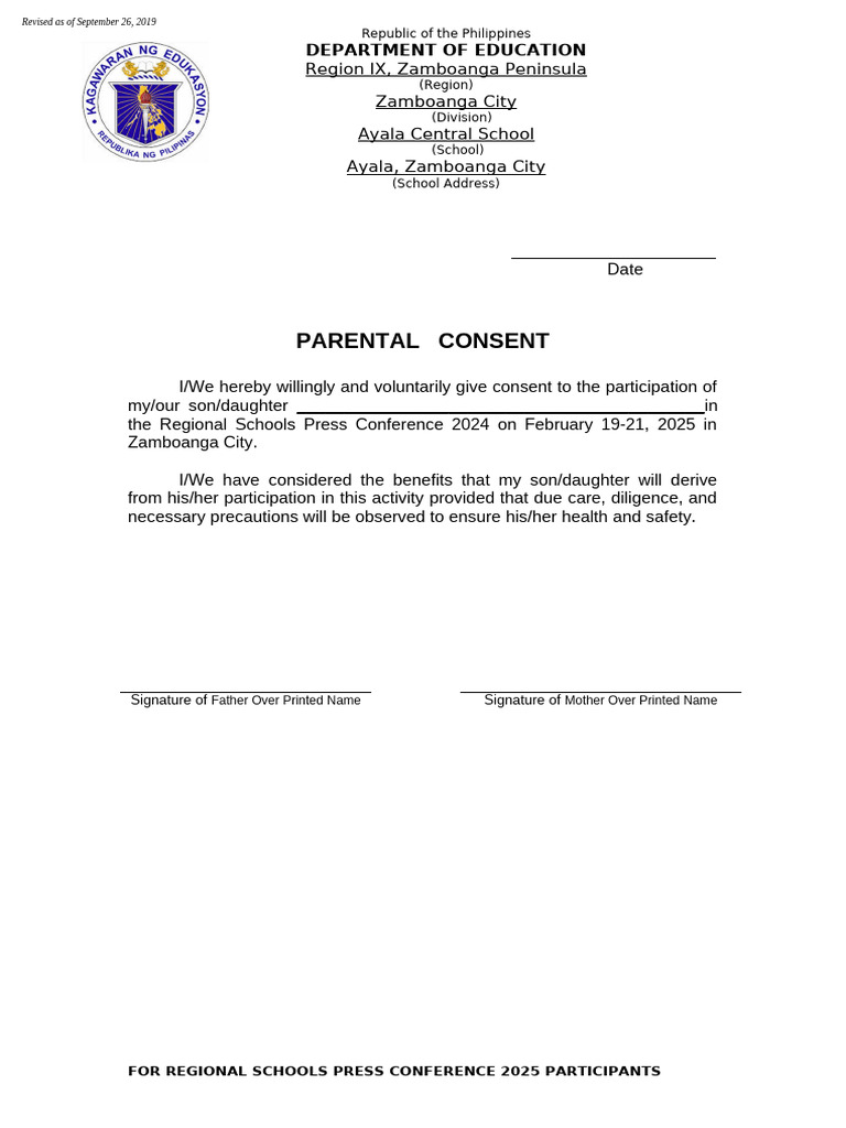 Parents Consent RSPC | PDF