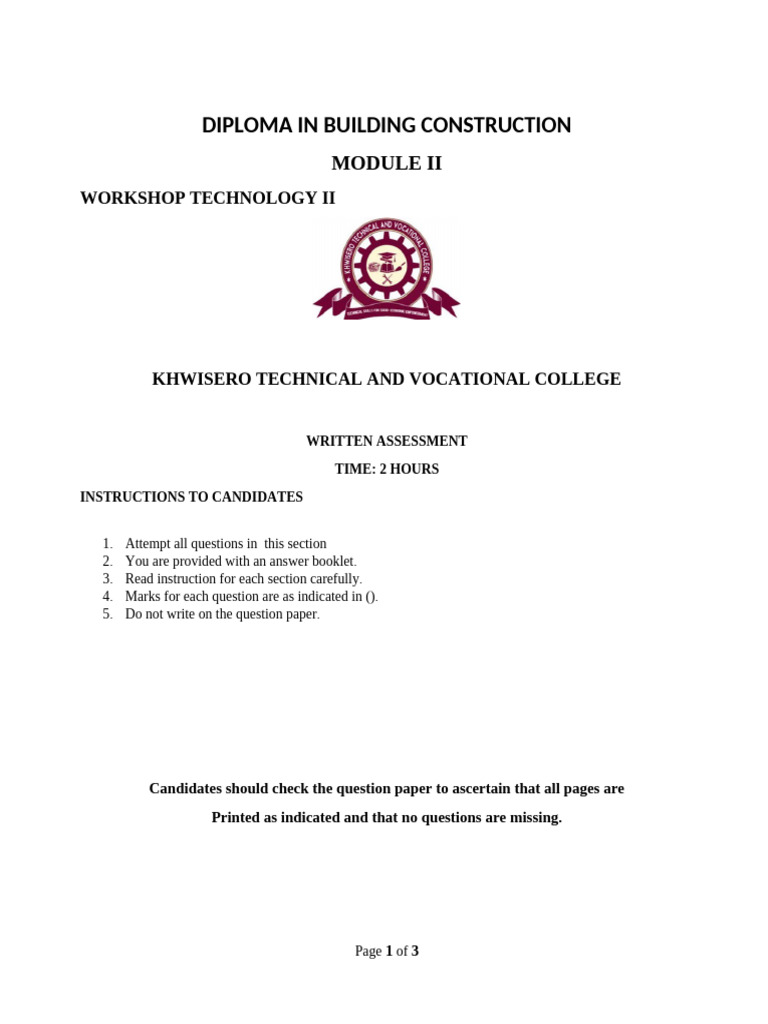 Workshop Technology | PDF