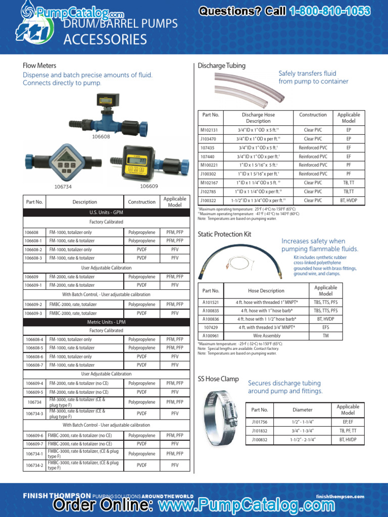 FTI Finish Thompson Drum Pump Accessories Flyer | PDF | Building Materials | Mechanical Engineering
